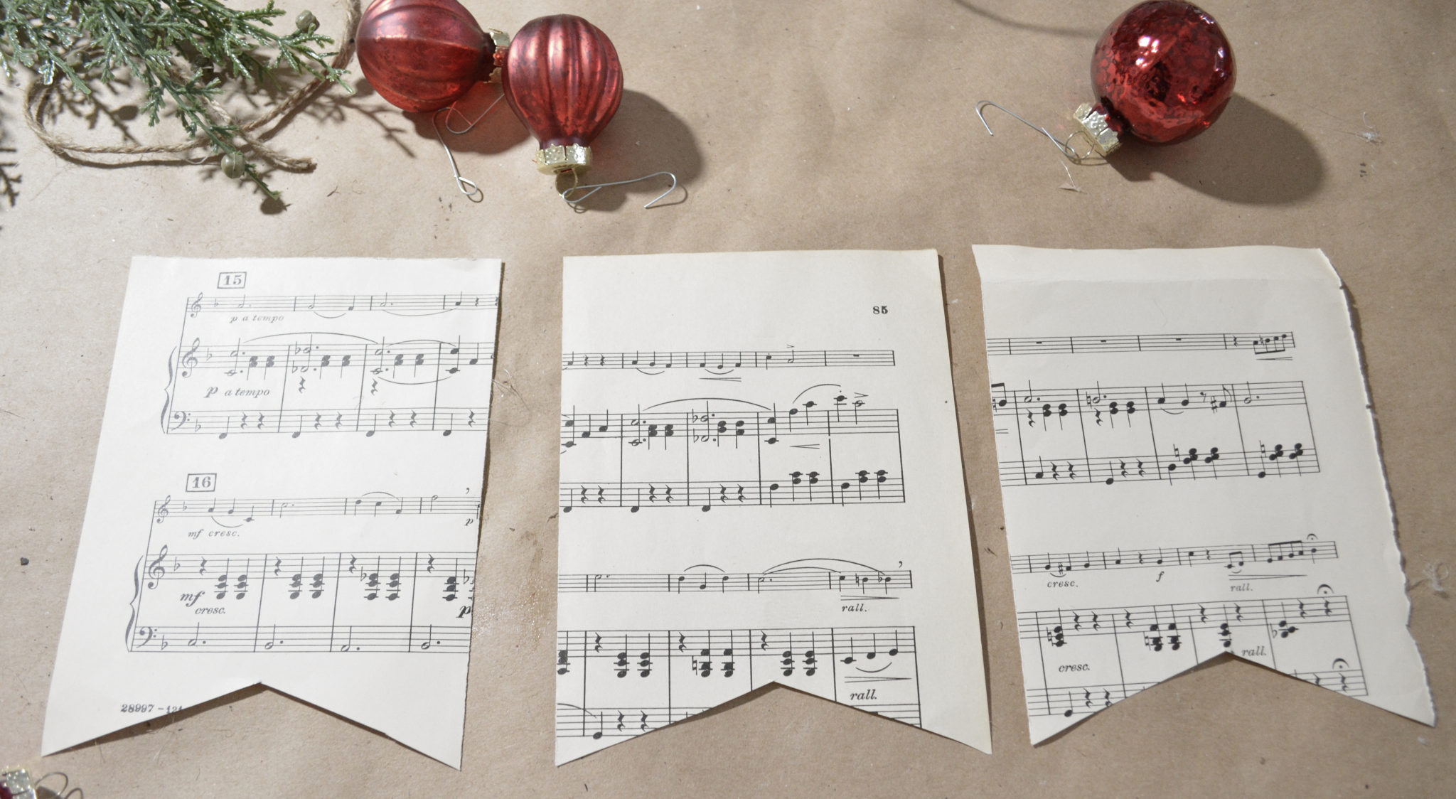 How To Make A Sheet Music Christmas Banner - Janet Clark at Home
