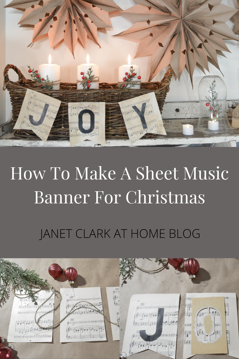 How To Make A Sheet Music Christmas Banner - Janet Clark at Home