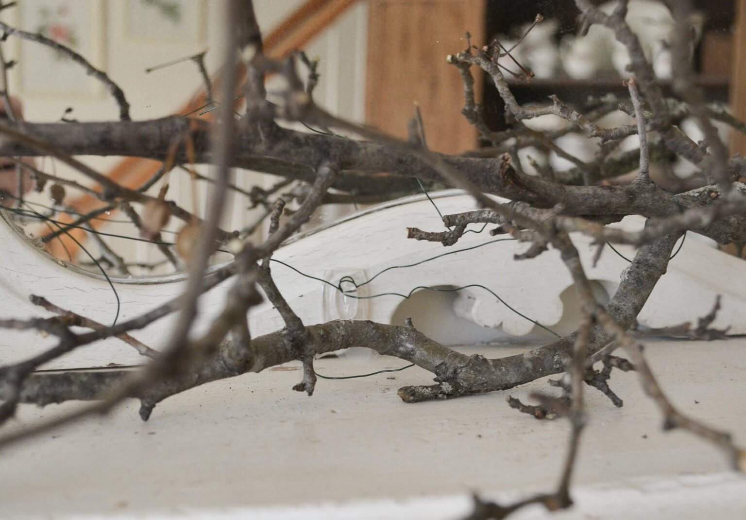 How to Create an Elegant Christmas Mantel using Branches - Janet Clark ...