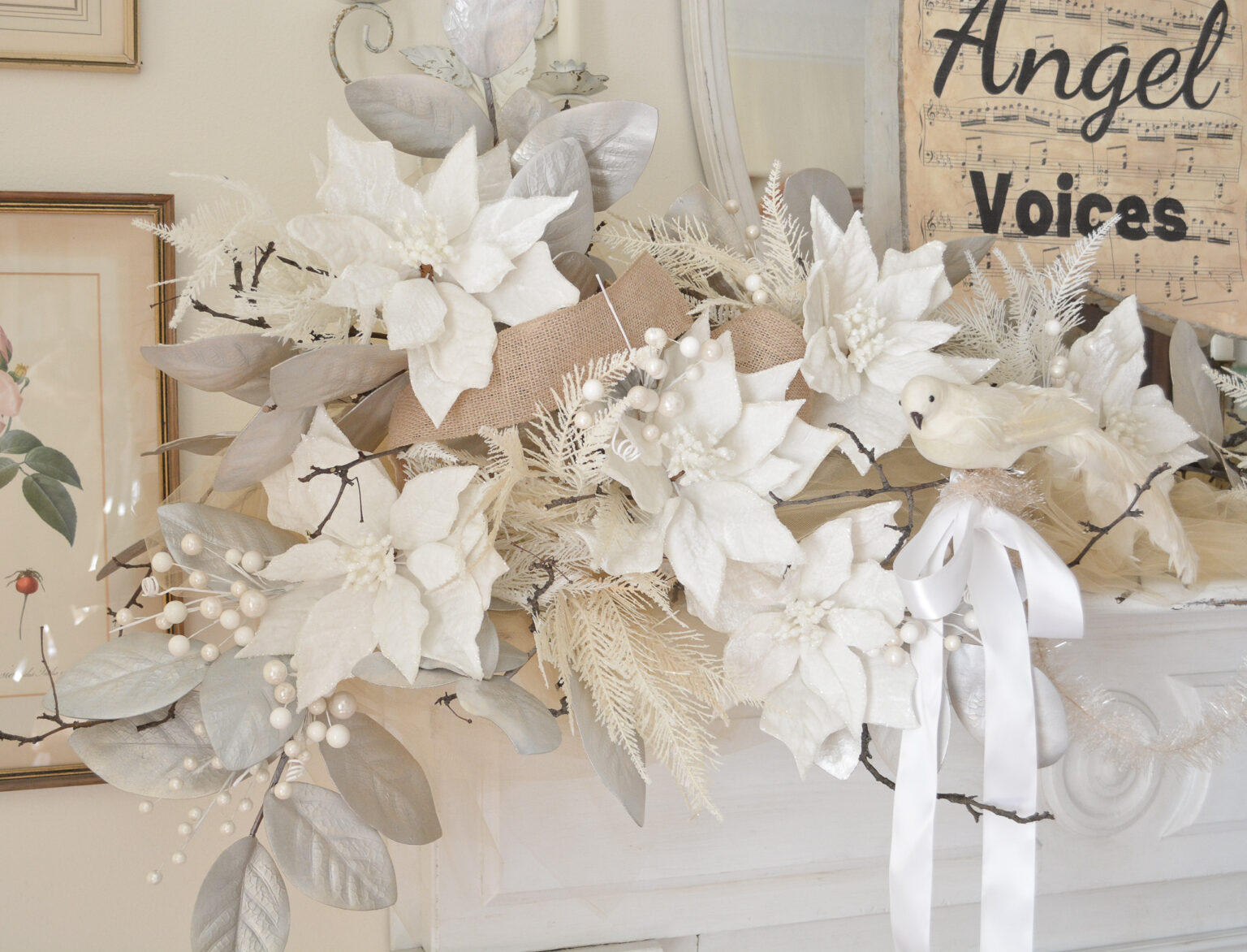 How to Create an Elegant Christmas Mantel using Branches - Janet Clark ...